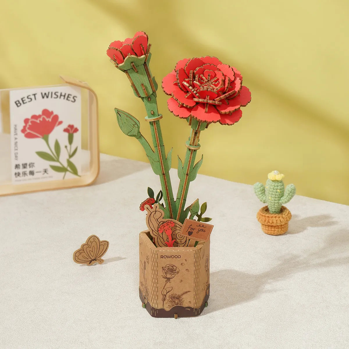Robotime Rowood Bloom Red Carnation – MeeQ
