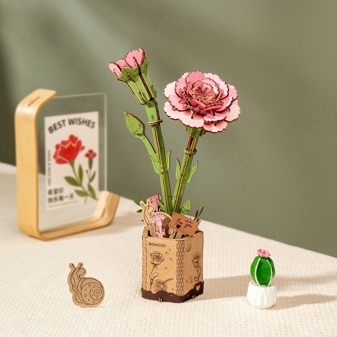 Robotime Rowood Bloom Pink Carnation – MeeQ