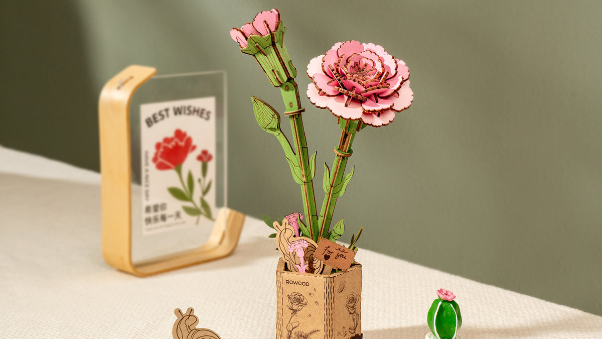Robotime Rowood Bloom Pink Carnation – MeeQ